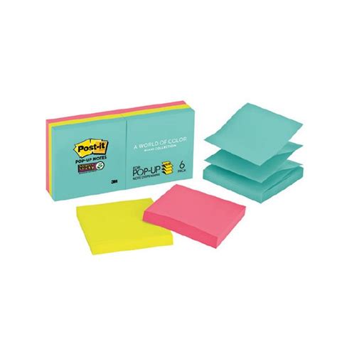 포스트잇스티키노트메모지 3m 포스트잇 강한점착용 팝업 Kr330 6 슈퍼노바네온즈 76x76mm 총540장6패드