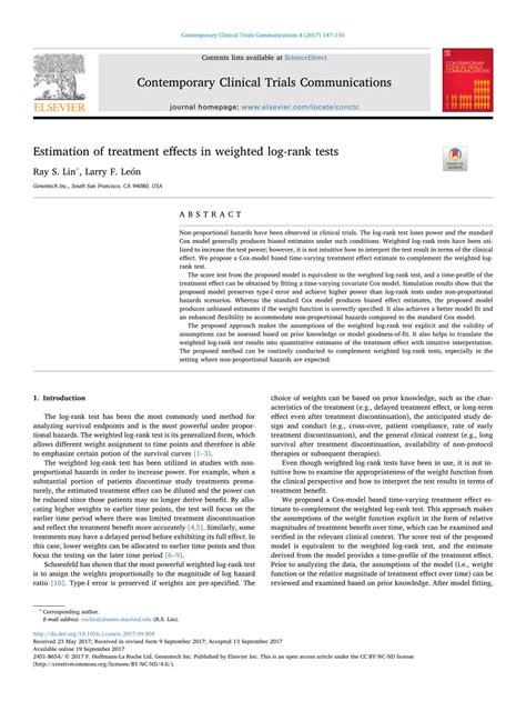 Pdf Estimation Of Treatment Effects In Weighted Log Rank Tests