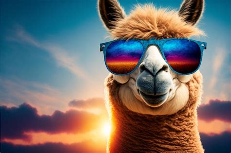 Premium Ai Image A Llama Wearing Sunglasses And A Colorful Sun Glasses