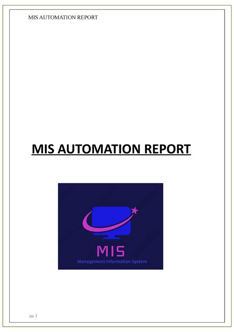 Mis Automation Report Mis Automation Report An Iso 90012008 Certified Training Institution