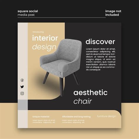 미니멀리즘 제품 프로모션 미적 의자 소셜 미디어 게시물 또는 정사각형 웹 배너 템플릿 프리미엄 Psd 파일