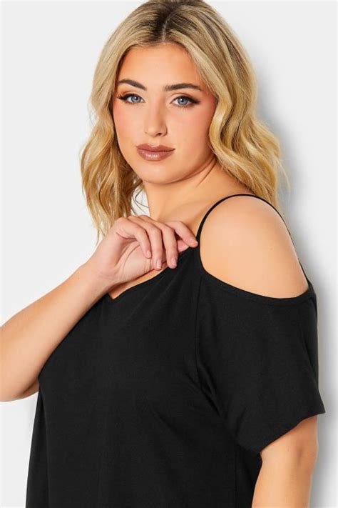 Yours Curve Plus Size Black Cold Shoulder T Shirt Yours Clothing