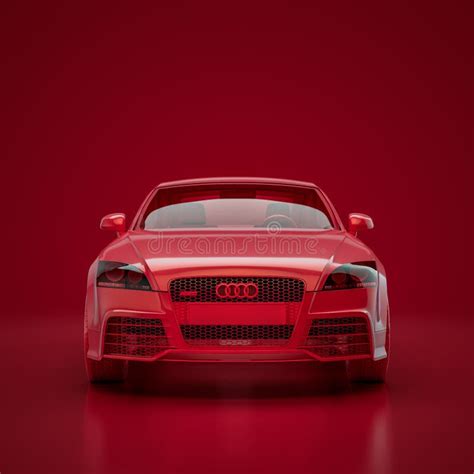 Crimson Red Car Audi Tt Rs 2010 Front View 3d Rendering Editorial