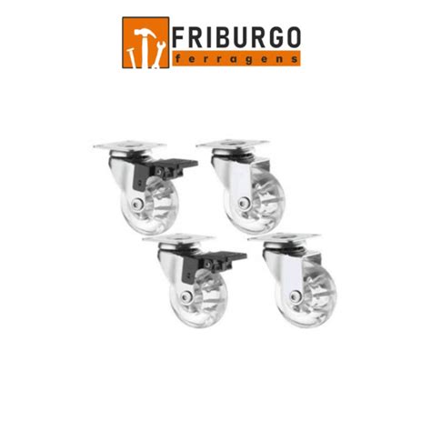 Kit 4 Rodizio Roda Rodinha Silicone 35 Cm Com Freio E Sem Freio Shopee Brasil