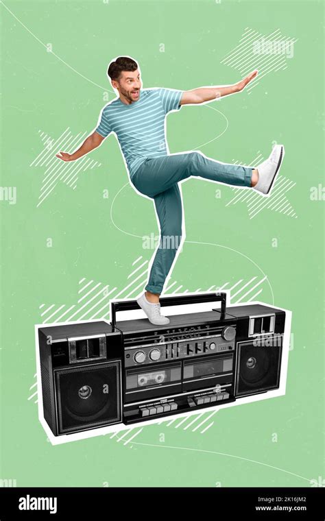 Collage 3d Image Of Pinup Pop Retro Sketch Of Excited Young Man Student