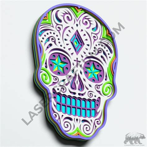 Sugar Skull S6 Layered Design For Cutting Lasercraftum