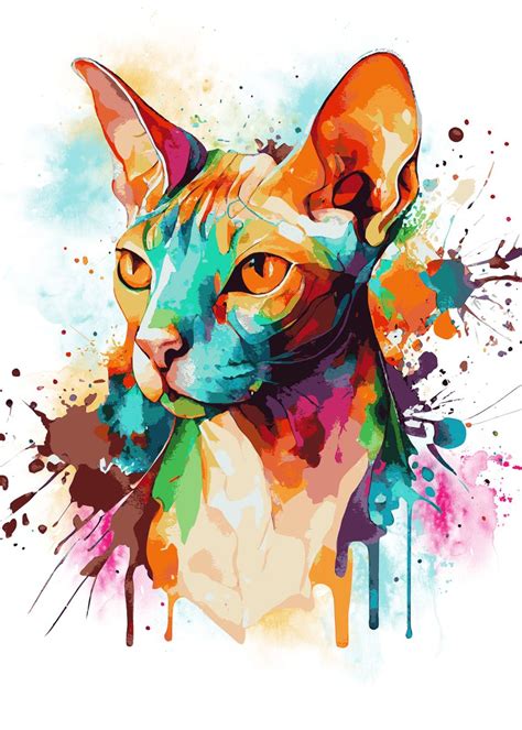 Abstract Watercolor Cat