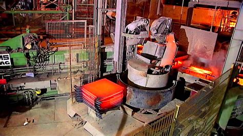 KÖhl Robotized Copper Anode Handling Out Of A Casting Turn Table Youtube