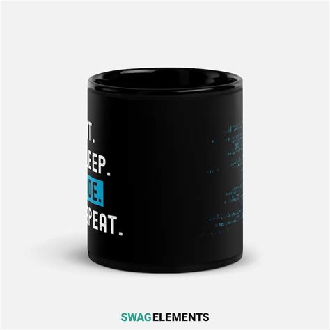 Black Coder Mug Eat Sleep Code Repeat Mug Java Programmer T Software
