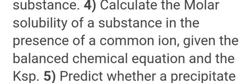 Answered Substance Calculate The Molar Solubility Of A Substance In The Presence Of A