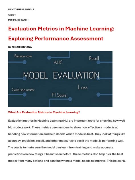 Evaluation Metrics In Machine Learning Pdf Machine Learning Coefficient Of Determination
