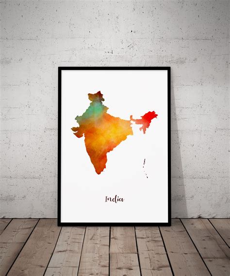 India Map Poster Wall Art Decor Print T Etsy