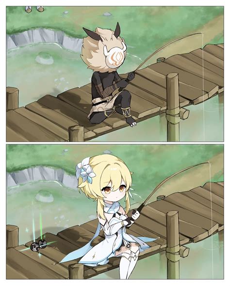 Lumine And Hilichurl Genshin Impact Drawn By Nirako Mona Danbooru