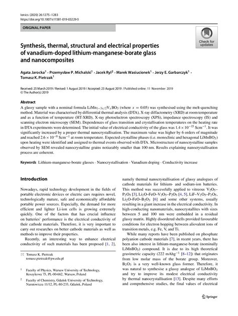 Synthesis Thermal Structural And Electrical Properties Of Vanadium Doped Lithium Manganese