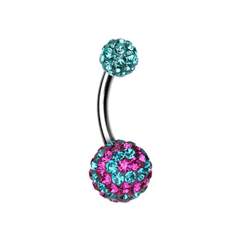 Dazzling Spiral Multi Sprinkle Dot Belly Button Ring Wildklass Jewelry