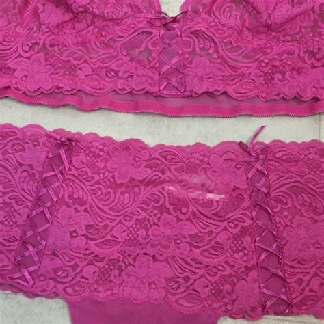 Intimates And Sleepwear Sexy Pink Lace Lingerie Plus Size 4x Bra Panty