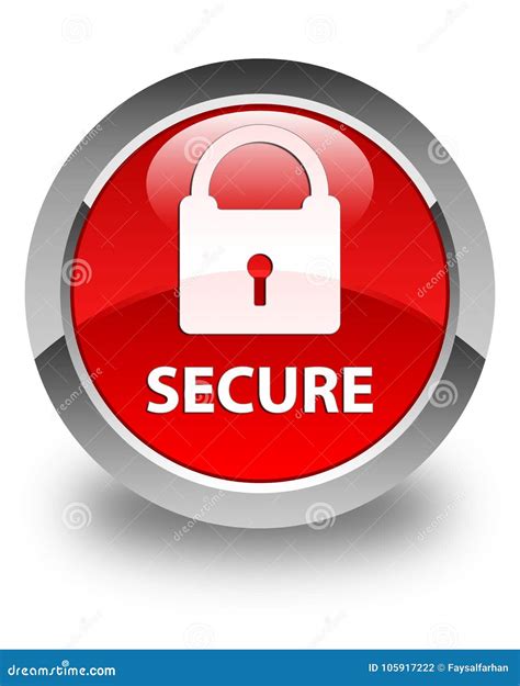 Secure Padlock Icon Glossy Red Round Button Stock Illustration