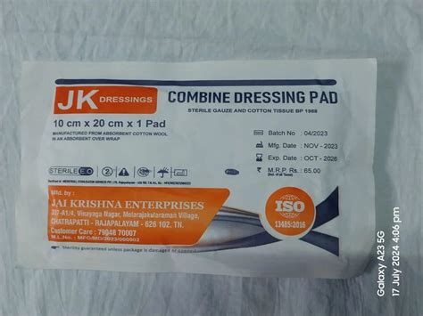 Sterile Gauze Combine Dressing Pad At ₹ 12 5 Piece Rajapalayam Id