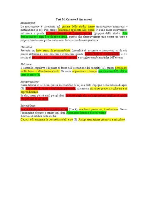 test mi oriento 5 dimensioni pdf