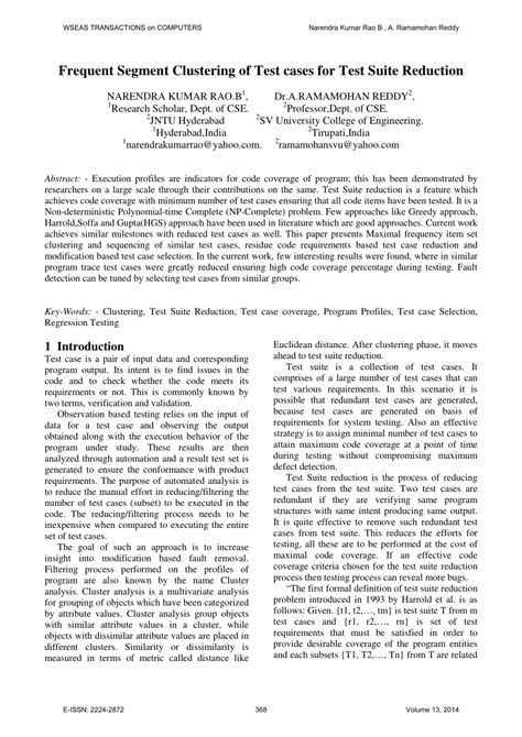 pdf frequent item test case clustering based test suite reduction