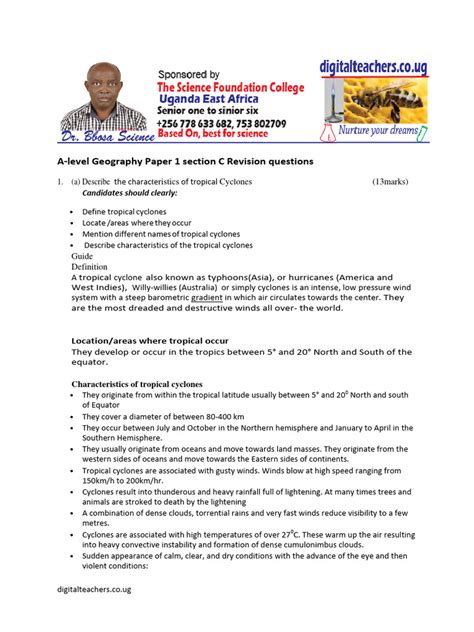 Physical Geography A Level Paper 1 Section C Revision Questions Pdf