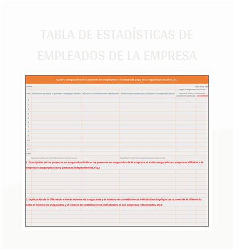 Plantilla De Excel Tabla De Estadísticas De Empleados De La Empresa Y