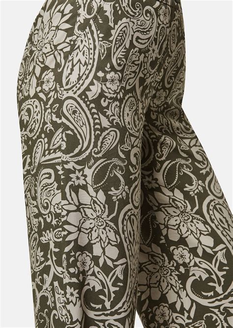Weite Hose Mit Paisley Muster In Khaki Multicolor
