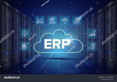 Erp Cloud Server System Software Automation Stock Illustration