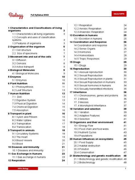 Biology Igcse Summary Notes Pdf Cell Biology Osmosis