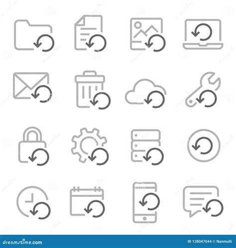 Vector Line Icon Set Of Restore Recovery Contains Restore Data Backup Resend And More Stock