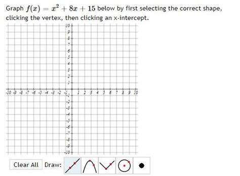 Solved Graph f(x)=x2+8x+15 below by first selecting the | Chegg.com