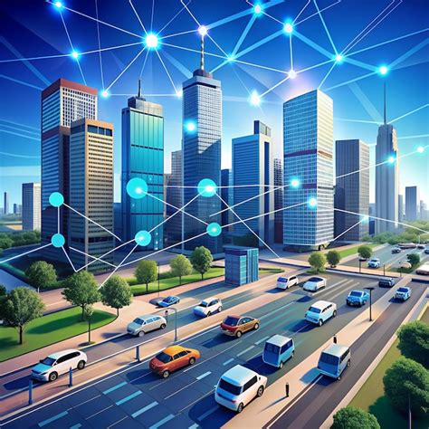A Smart City With Autonomous Vehicles And Interconnected Devices Premium Ai Generated Image