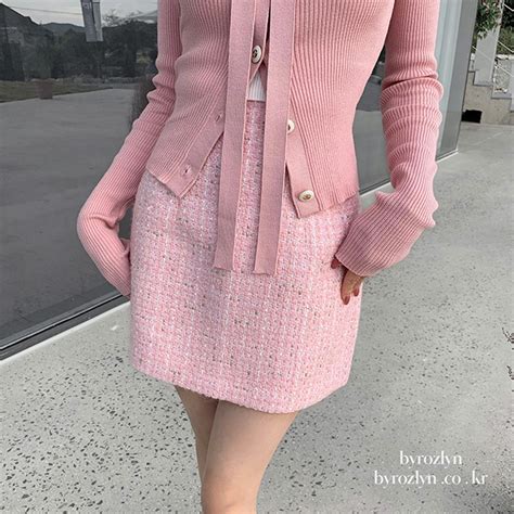 펄 트위드 울 니트 미니스커트 H라인스커트 2color 에이블리