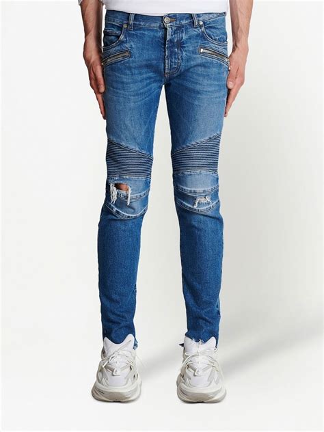 Balmain Distressed Effect Denim Jeans Farfetch