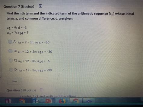 Solved Question Points D Find The Nth Term And The Chegg