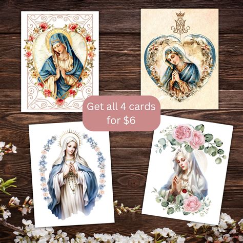 Marian All Occasion Card Bundle Virgin Mary Printable Cards Catholic