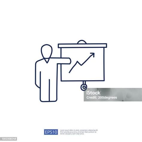 보드 개념이있는 사업가 교육 또는 교사 프리젠 테이션 아이콘 성장하는 비즈니스 화살표 그래프 기호 기호 벡터 일러스트레이션 0명에 대한 스톡 벡터 아트 및 기타 이미지
