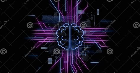Image Of Ai Brain Circuit Board With Data Processing Over Black Background Stock Image Image