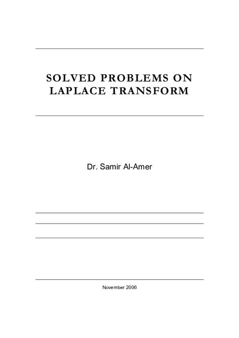 Pdf Solved Problems On Laplace Transform