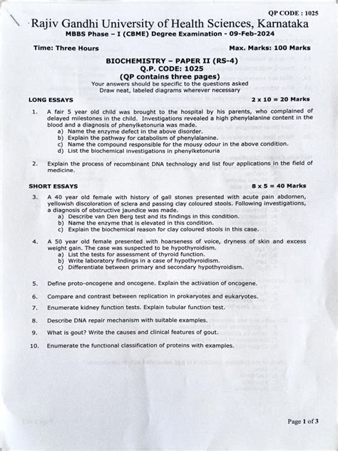 Biochemistry Paper 2 Pdf