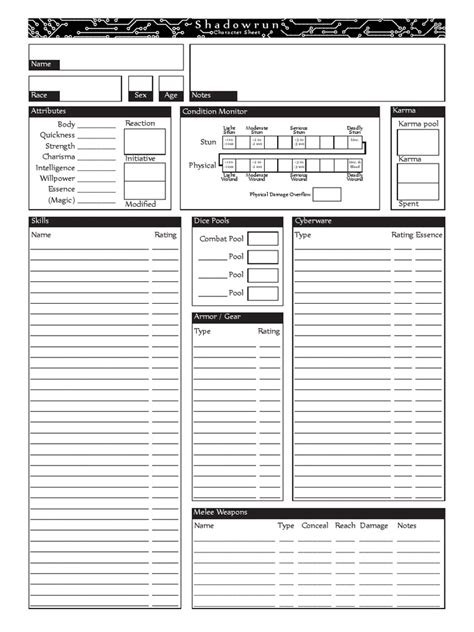 Shadowrun Sheet Pdf