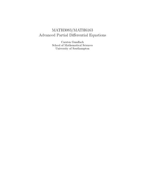 Partial Differential Equation Notes Pdf Partial Differential