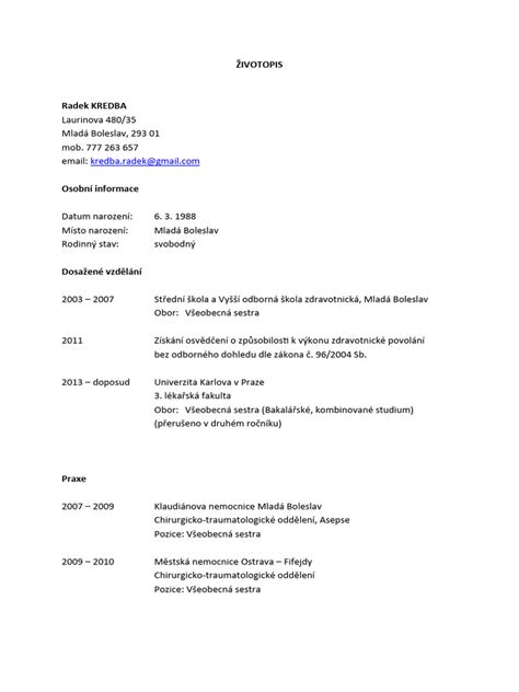 Životopis Pdf