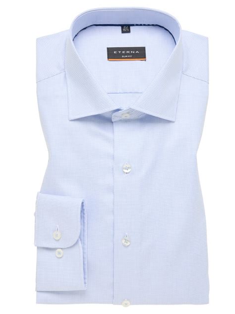 Голубая рубашка ETERNA Slim Fit с длинным рукавом Non Iron 3116_12_f159 ...