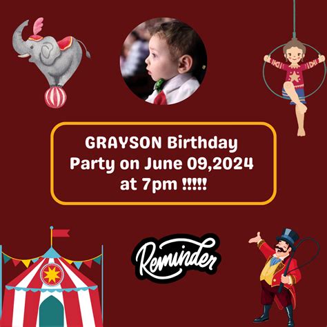 Digital Circus Birthday Card Invitations Customizable Design Unfor