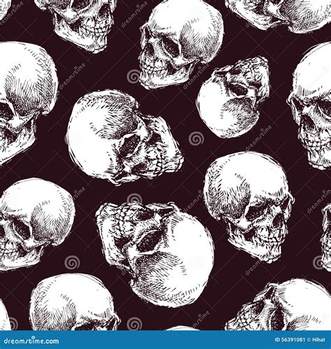 Seamless Pattern With Skulls Stock Vector Illustration Of Edge Sign