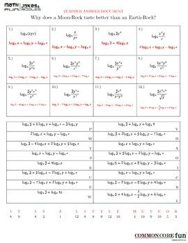 Properties Of Logs Fun Worksheet By Common Core Fun TPT