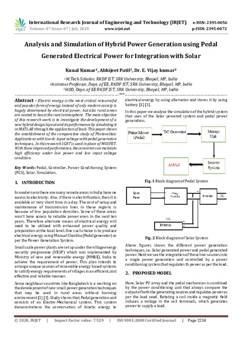 Pdf Irjet Analysis And Simulation Of Hybrid Power Generation Using