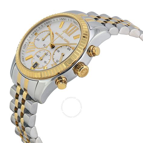 Michael Kors Lexington Chronograph Mother of Pearl Two-tone Ladies ...