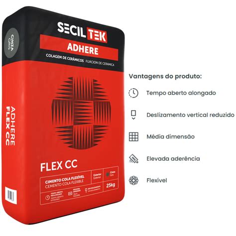 Cimento Cola Flexível De Exterior Seciltek Adhere Flex Cc 25kg